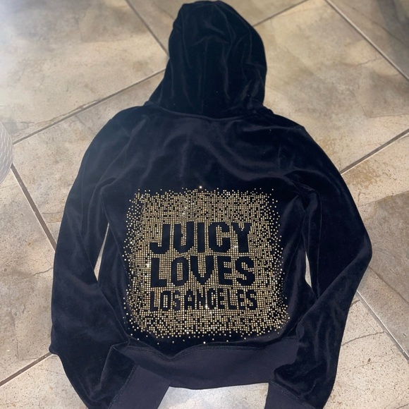 Juicy Couture | Tops | Black Velour Juicy Couture Los Angeles Zip Up Hoodie | Poshmark